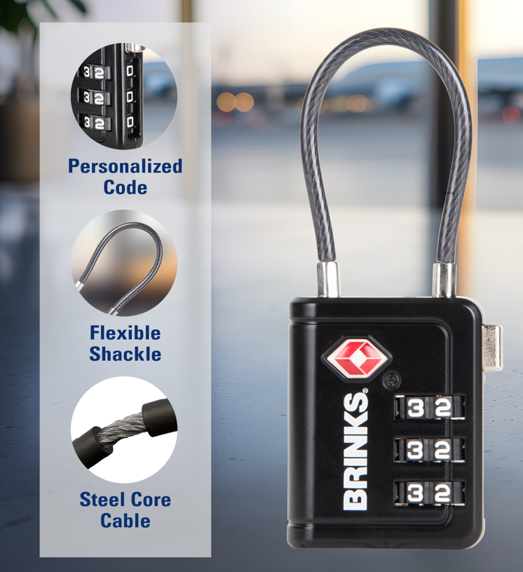 Brinks 34mm Resettable TSA 1.5" cable padlock – Brinks.Care