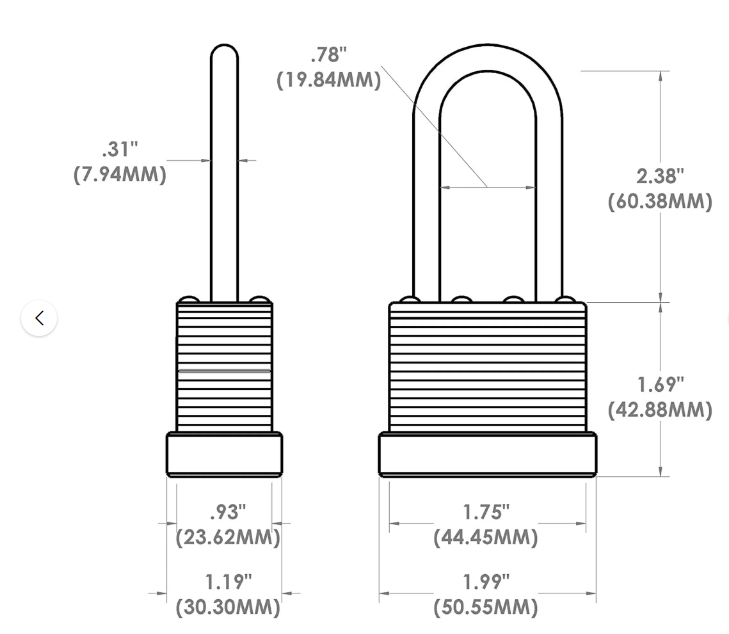 665-42501 44mm Laminated Steel Weather Resistant Padlock, 2-3/8 ...