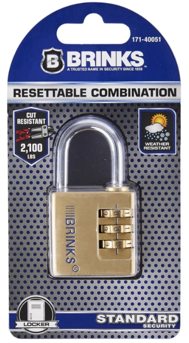 171-40051 40mm 3 Dial Resettable Solid Brass Padlock – Brinks.Care