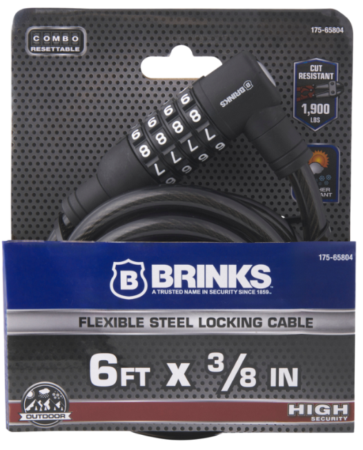 175-65804 3/8" x 6' Resettable Steel Cable Lock – Brinks.Care