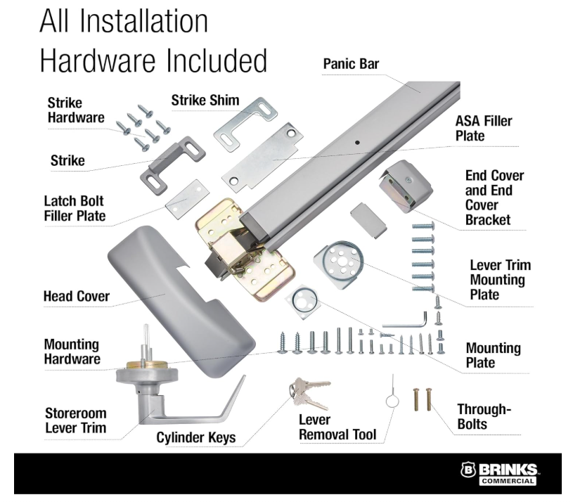 EC-0056AL Brinks Commercial Rim Panic Exit Device with Storeroom Lever ...